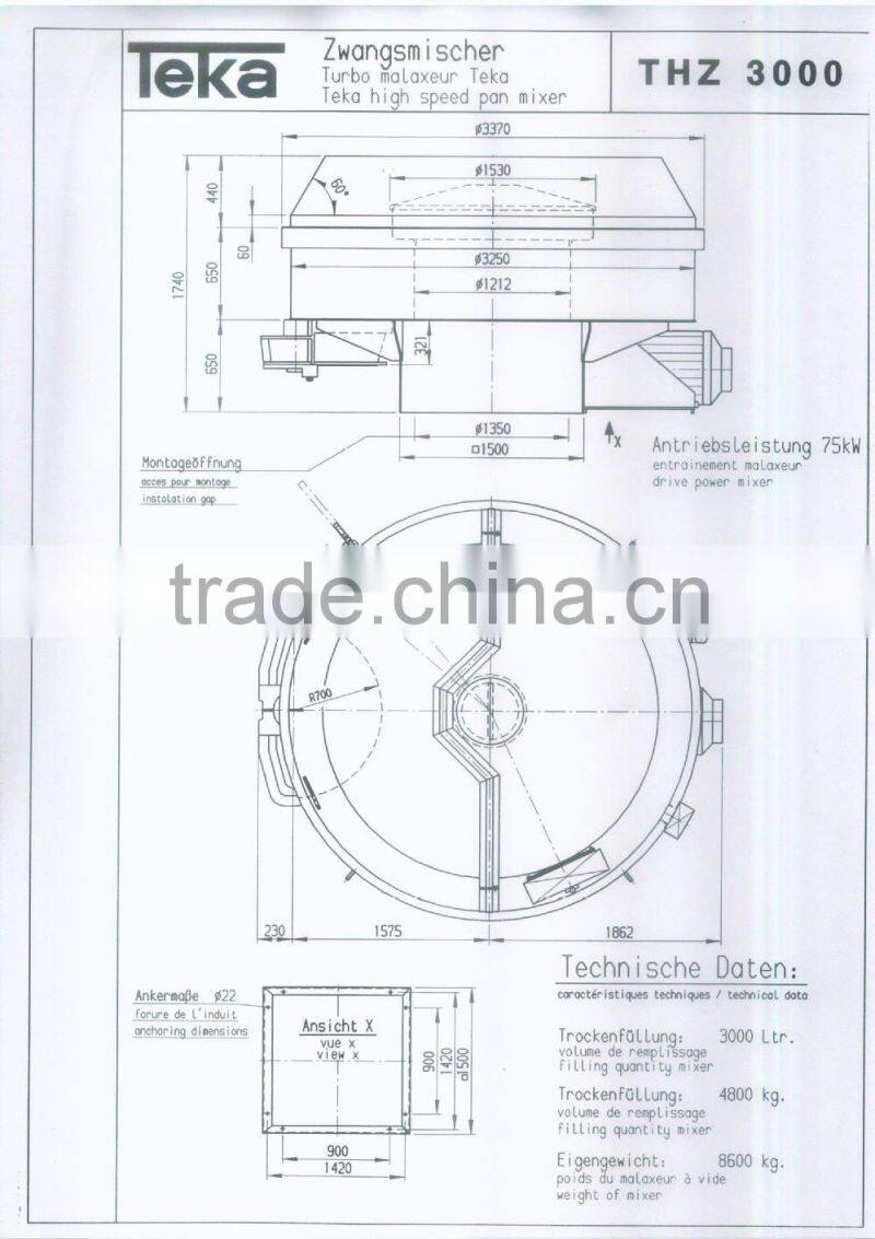 2m3 China Teka pan type concrete mixer in saudi arabia model THZ3000 ...