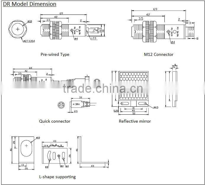 Plastic Tubular M18 / Diffuse / Sensing Distance 40cm / DR-40P ...
