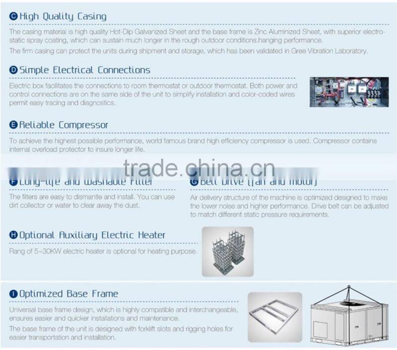 Gree 15~30 Ton residential rooftop packaged air conditioner units elec ...