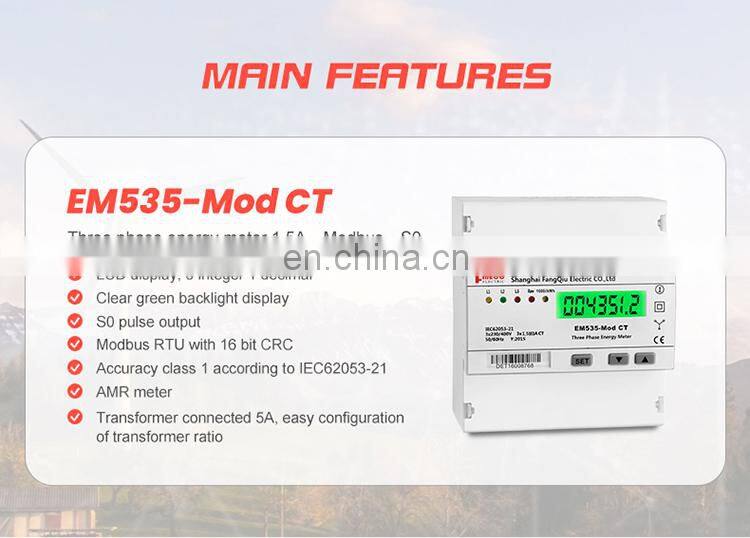 EM535-Mod CT 3 phase kwh electrical modbus energy meter 3*230V of ...