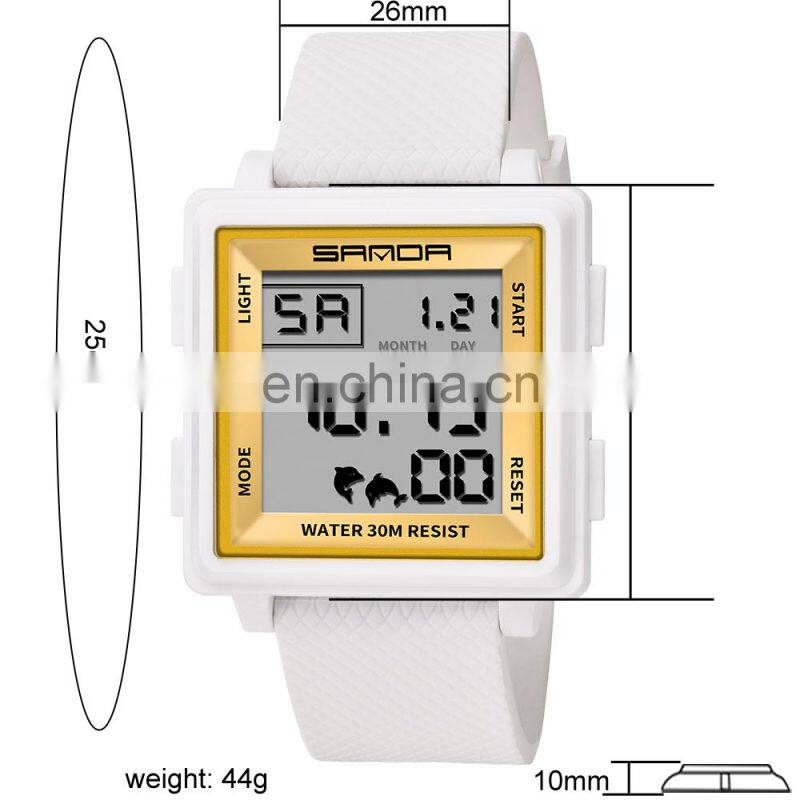 SANDA 363 Men's Japan Sport Watch Digital Square Shape Men Colorful ...