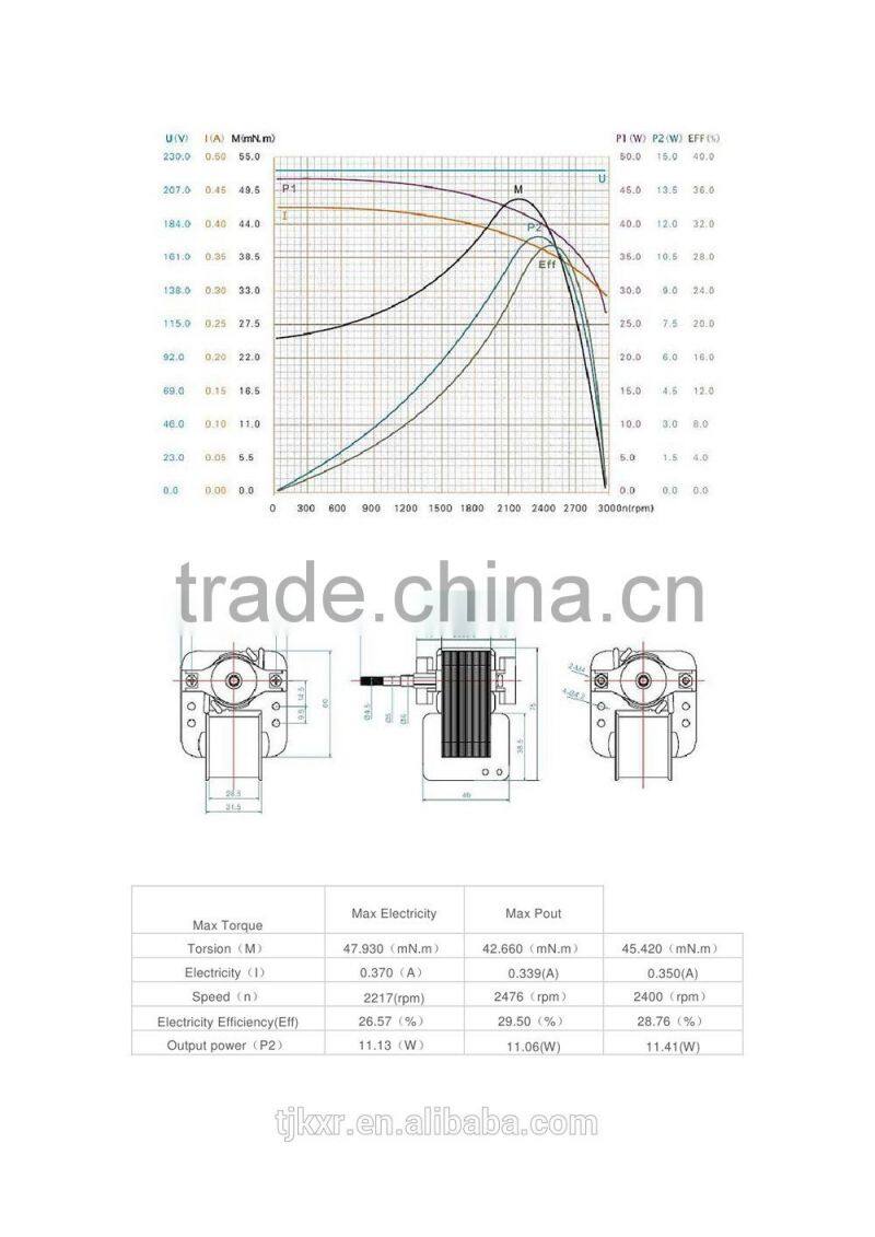 CE, ROHS approved YJ60 28 shaded pole motor for humidifier of Shaded ...