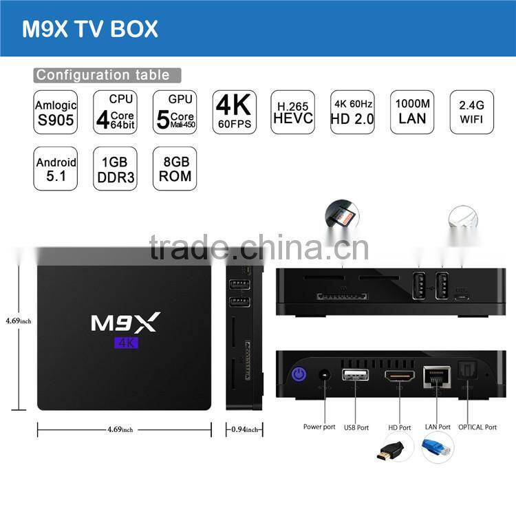 M8R RK3368 Octa core 64bit TV BOX Smart Full HD 4K Smart Android 5.1 TV ...