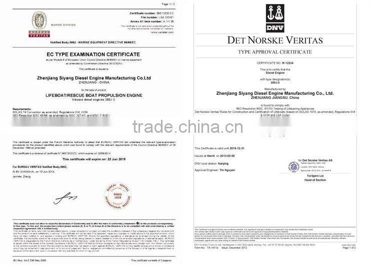 3 cylinders marine diesel engine with gearbox 380J-3 electric starting ...