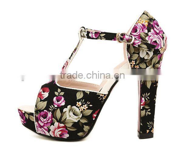 GD candy color flowers prints women peep toe ethic style sandal shoes ...