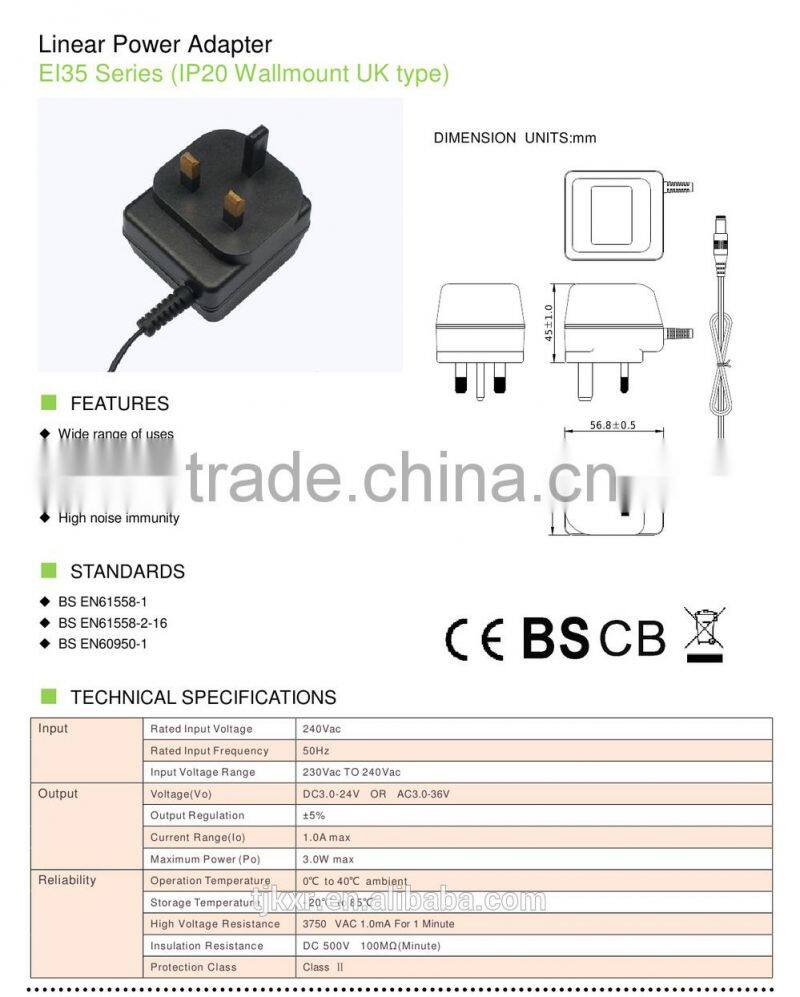 With 2-year product warranty CE, ROHS, TUV approved waterproof adaptor ...