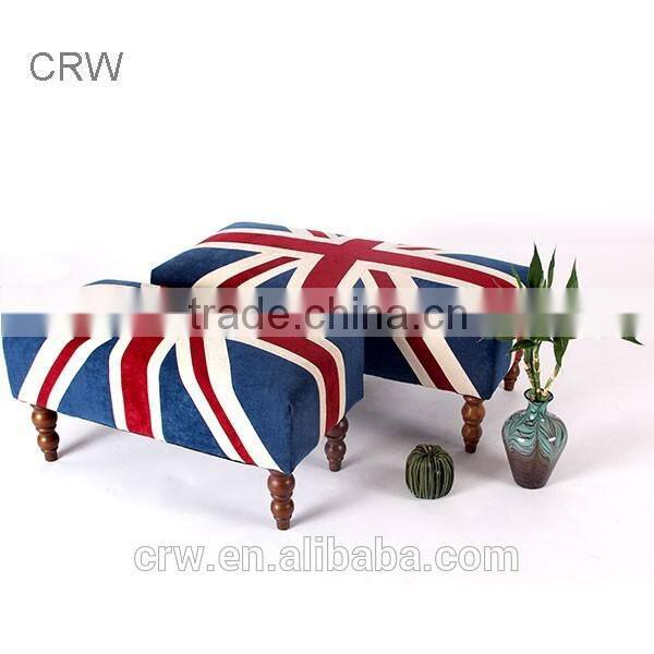 S-150-1 European Style Bench Stool Union Jack Fabric Covered Ottomans ...