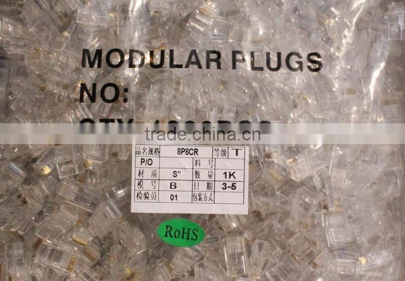 8P8C 8P8CR RJ45 RJ-45 CAT5 Modular Plug Network Connector for Cat5 ...