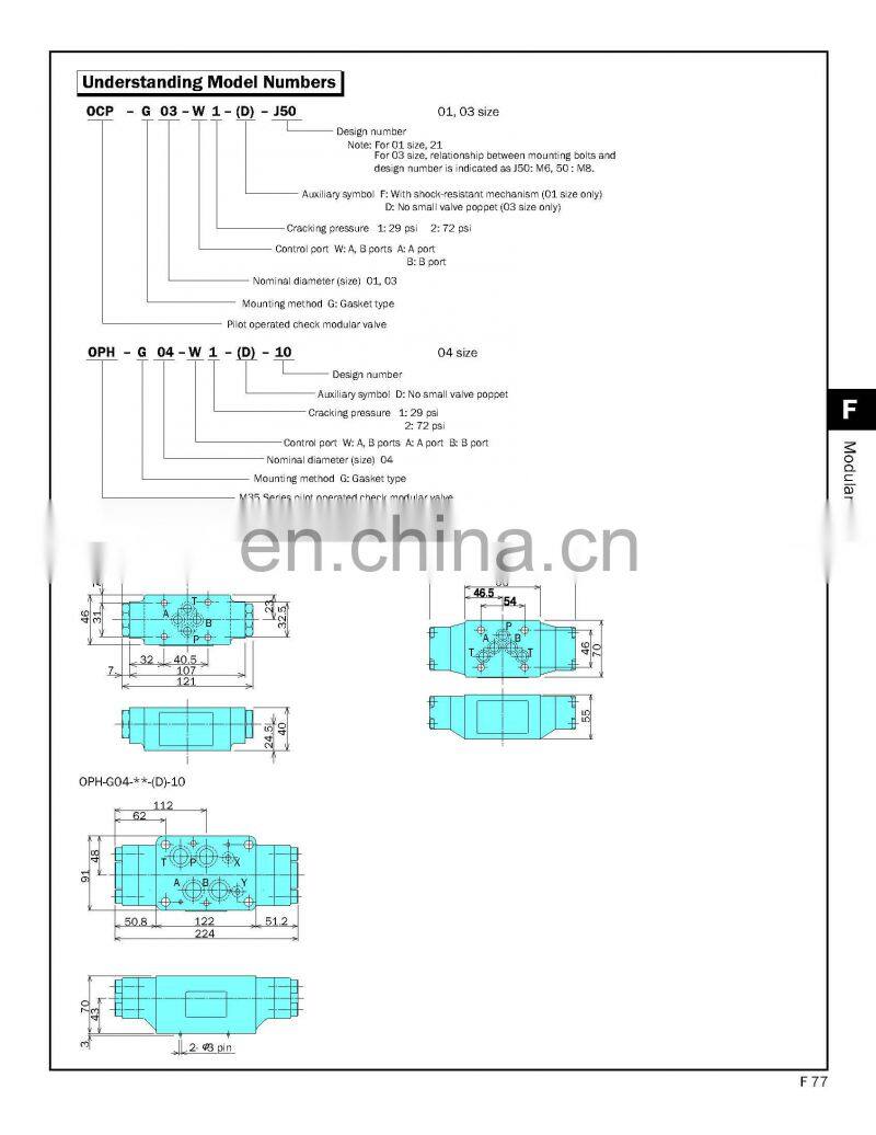 Nachi OCP-G01,OCP-G03,OPH-G04 pilot operated check modular valve,hydraulic valves of Hydraulic ...