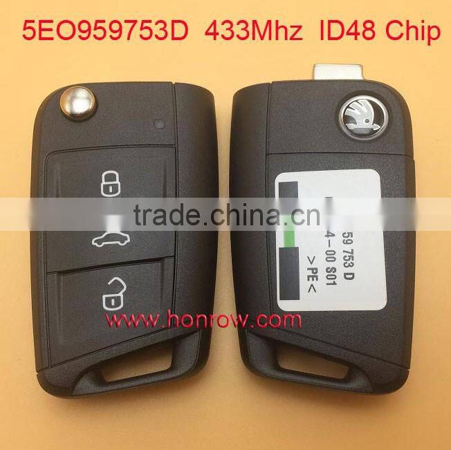 Original Skoda 3 Button remote key with 433Mhz and ID48 Chip ...