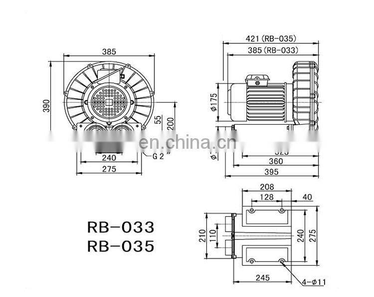RB-033 Japan Design 2.2KW 3HP Industrial Air Pump Side Channel Blower - GoldSupplier