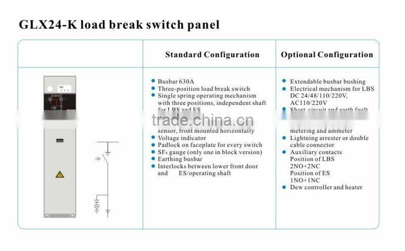 GLX 24 Series 24kV High Voltage Extensible SF6 Gas Insulated Ring Main ...