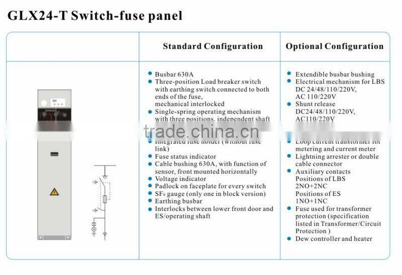 GLX 24 Series 24kV High Voltage Extensible SF6 Gas Insulated Ring Main ...
