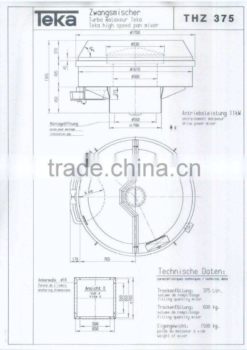 Small Germany Teka vertical shaft concrete mixer prices THZ375 ...