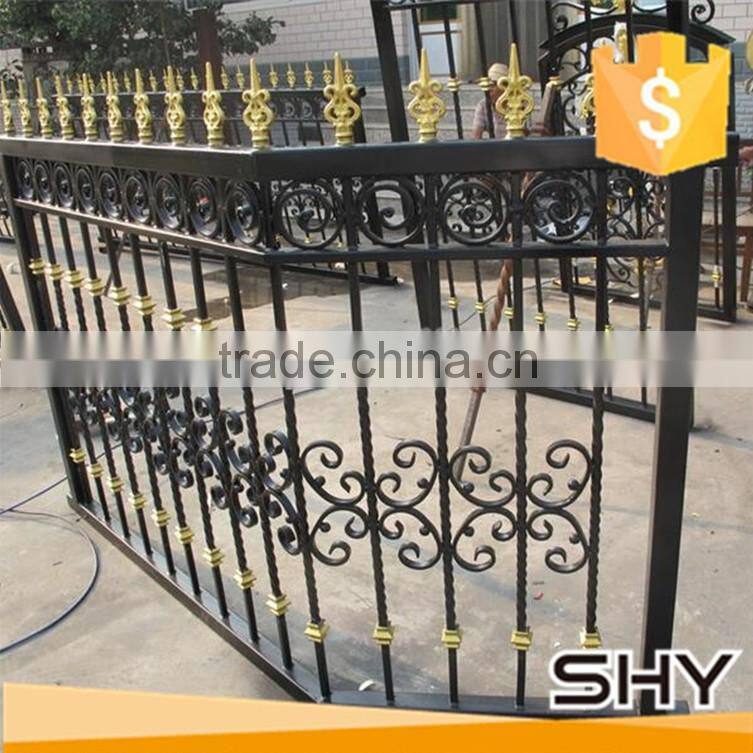 Beautiful iron fence design with gold color / wrought iron fence of ...