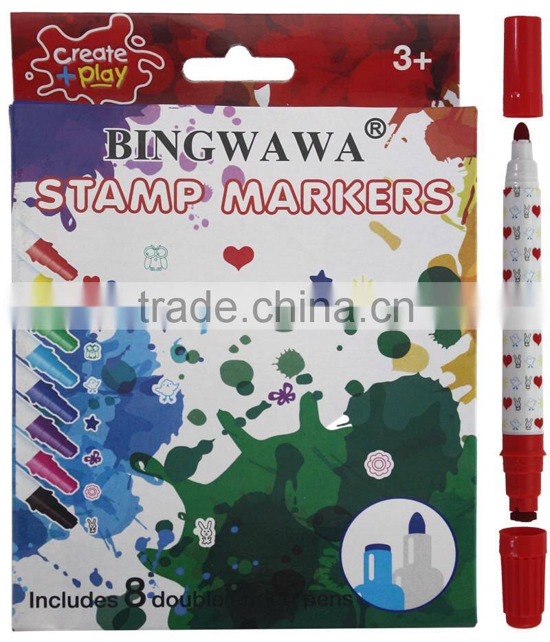 8pcs Stamp Marker/multi Color Water Color Pen With Stamp in Color Box ...