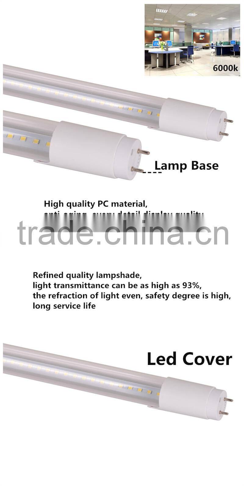 4ft T8 glass led tube 1200mm 18w 2000LM Led Tube Lighting with Holder CE RoHS AC85-265V ...