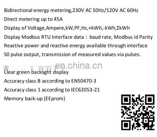 EM115-Mod 230V 5(45)A smart electric modbus energy meter of MID energy ...