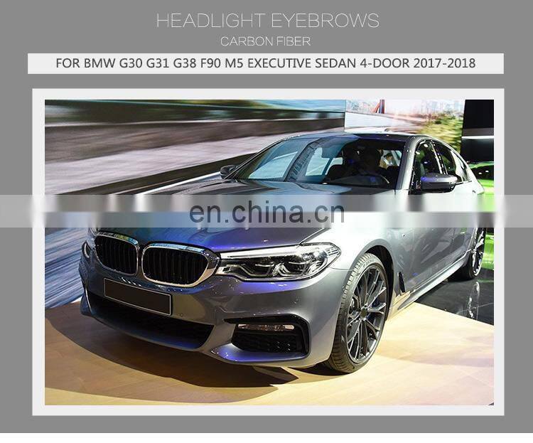 Pure Carbon fiber G30 Headlight Eyelid Eyebrows for BMW G31 G38 F90 M5 Customized 2017-2018 ...