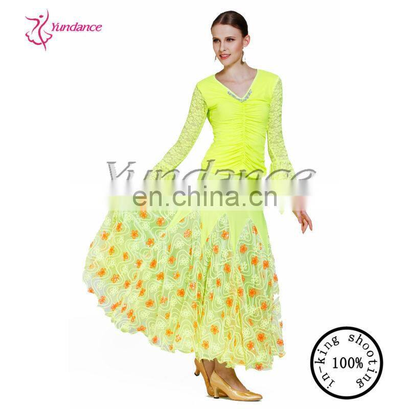 AB031 Beautiful Yellow Dance Full Skirt of Modern practice skirt from ...