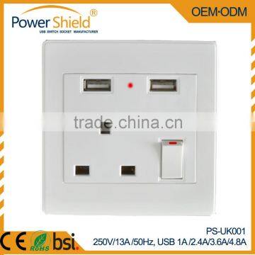 Euro UK Type G double usb outlet power wall socket 230V 13A with ...