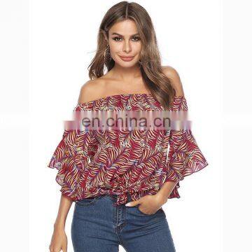 2020 summer buff sleeve nude shoulder blouse for ladies - GoldSupplier