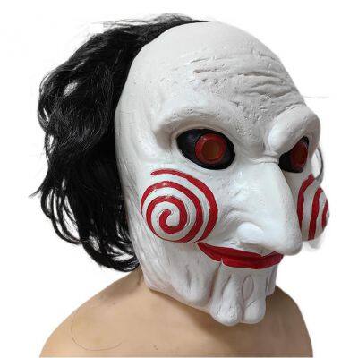 Halloween Saw Latex Mask Creepy Movie Theme Cosplay Man Prank Chainsaw ...
