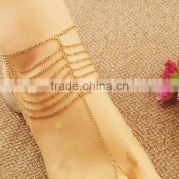 Simple Gold Plated Toe Ankle Bracelet Anklet Chain Link FootJewelry ...