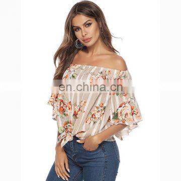 2020 summer buff sleeve nude shoulder blouse for ladies - GoldSupplier
