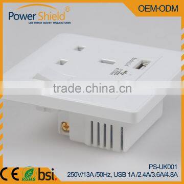 Euro UK Type G double usb outlet power wall socket 230V 13A with ...